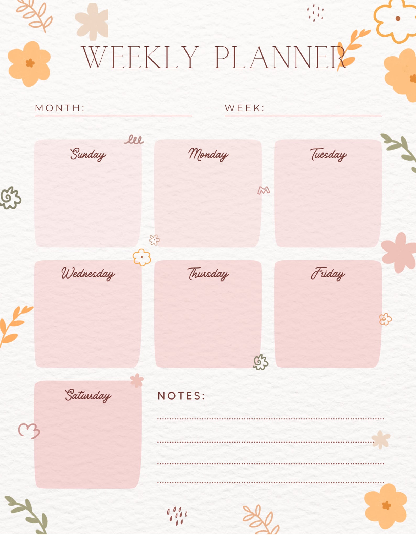 Weekly Printable Planner Sheets - Etsy