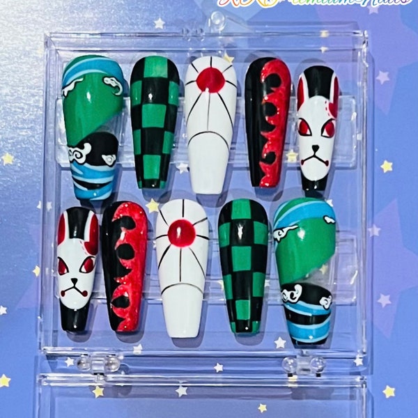 Demon Slayer Nails - Etsy