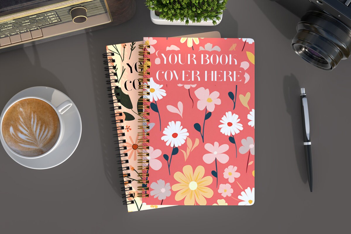 Spiral Notebook Stickers Mockup, Realistic Stickers Mockup for ...