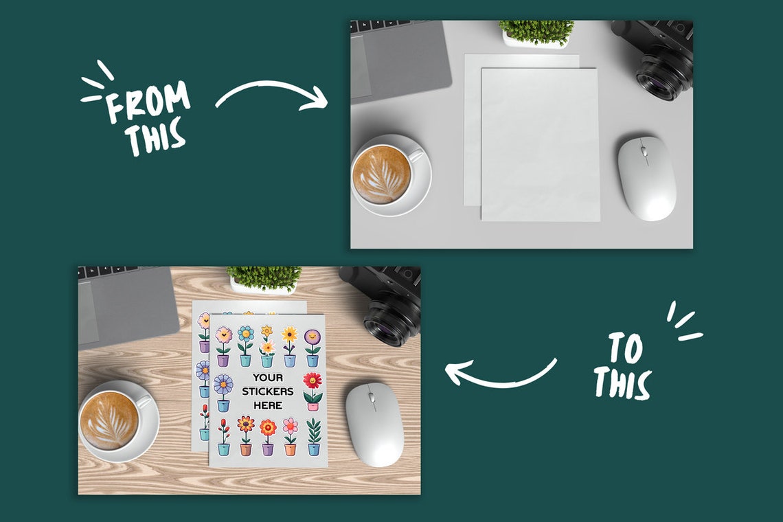 Stickers Sheet Editable Mockup Psd and Jpg, Realistic Stickers Mockup ...