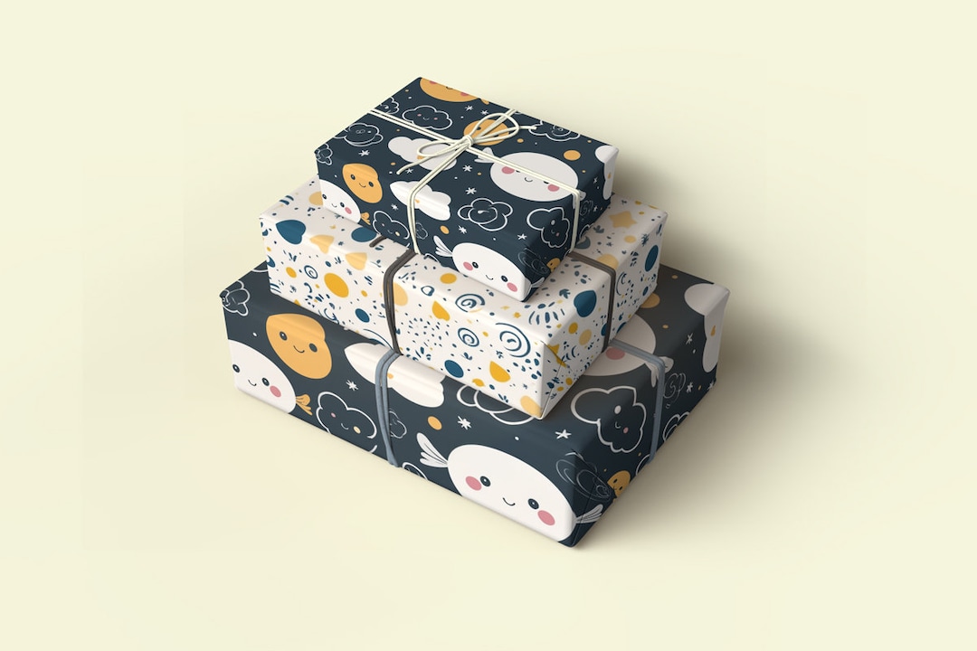 Stack of Wrapped Gift Mockup, Gift Wrap Pattern Mockup,gift Box Pattern ...