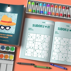 Open and Closed Coloring Book Mockup, Book Cover and Pages Mockup ...