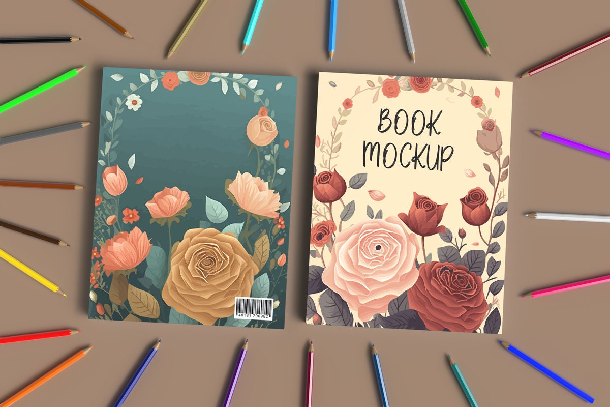 Front and Back Coloring Book Cover Mockup Realistic Book - Etsy