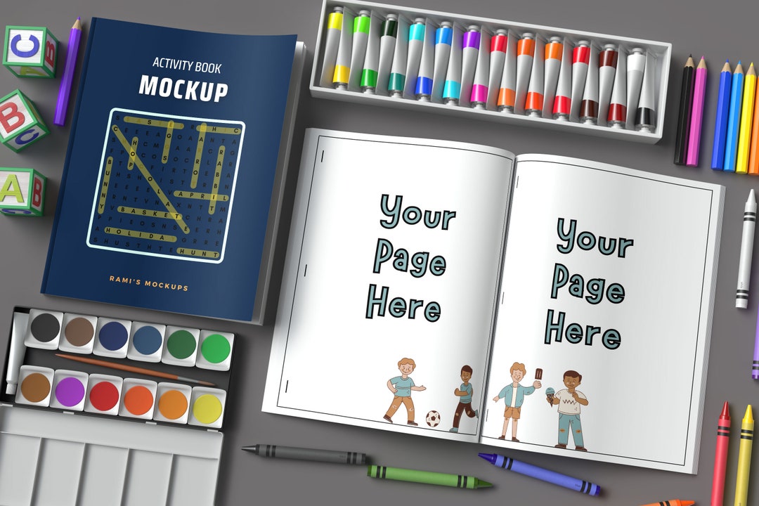 Open and Closed Coloring Book Mockup, Book Cover and Pages Mockup ...
