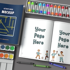 Open and Closed Coloring Book Mockup, Book Cover and Pages Mockup ...