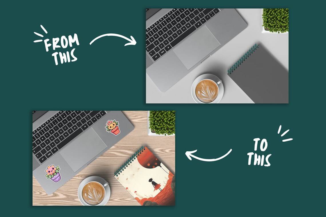Stickers Laptop and Notebook Mockup Psd and Jpg, High-resolution ...