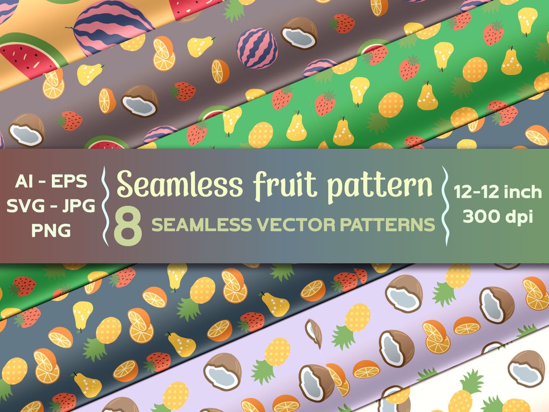 Fruits Backgrounds, Fruits Scrapbook Paper Digital, Fruit Patterns ...
