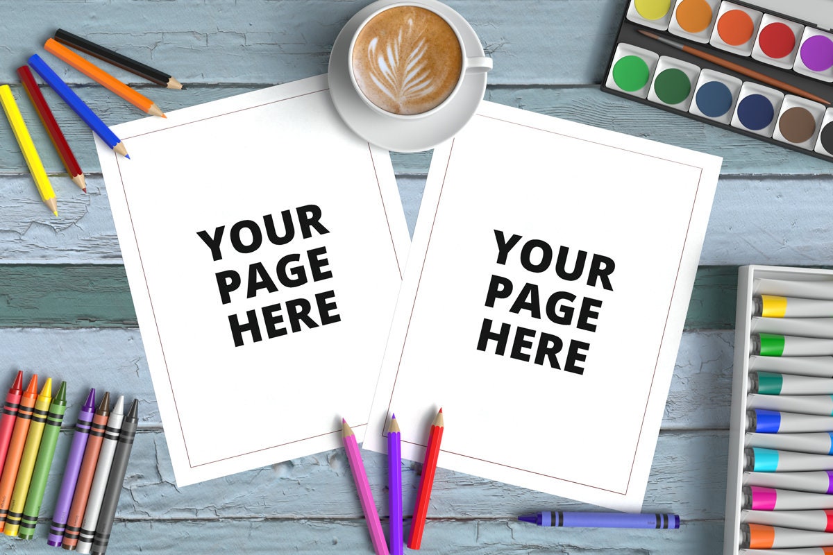Coloring Page Mockup, Drawing Page Mockup, Page Mockup for A+ Contet ...