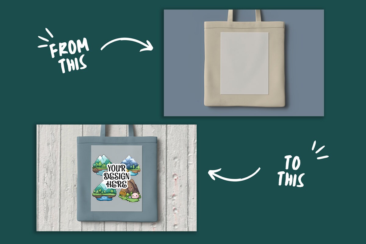 DTF Transfer Tote Bag Mockup, DTF Transfer Sheet Design Mockup ...