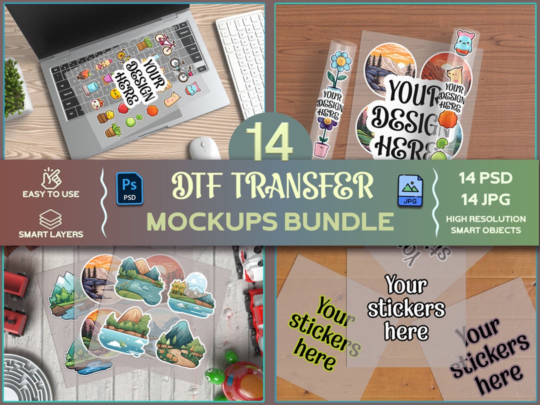 DTF Transfer Mockups Bundle, Transparent Sheet Sticker Mockups Bundle ...