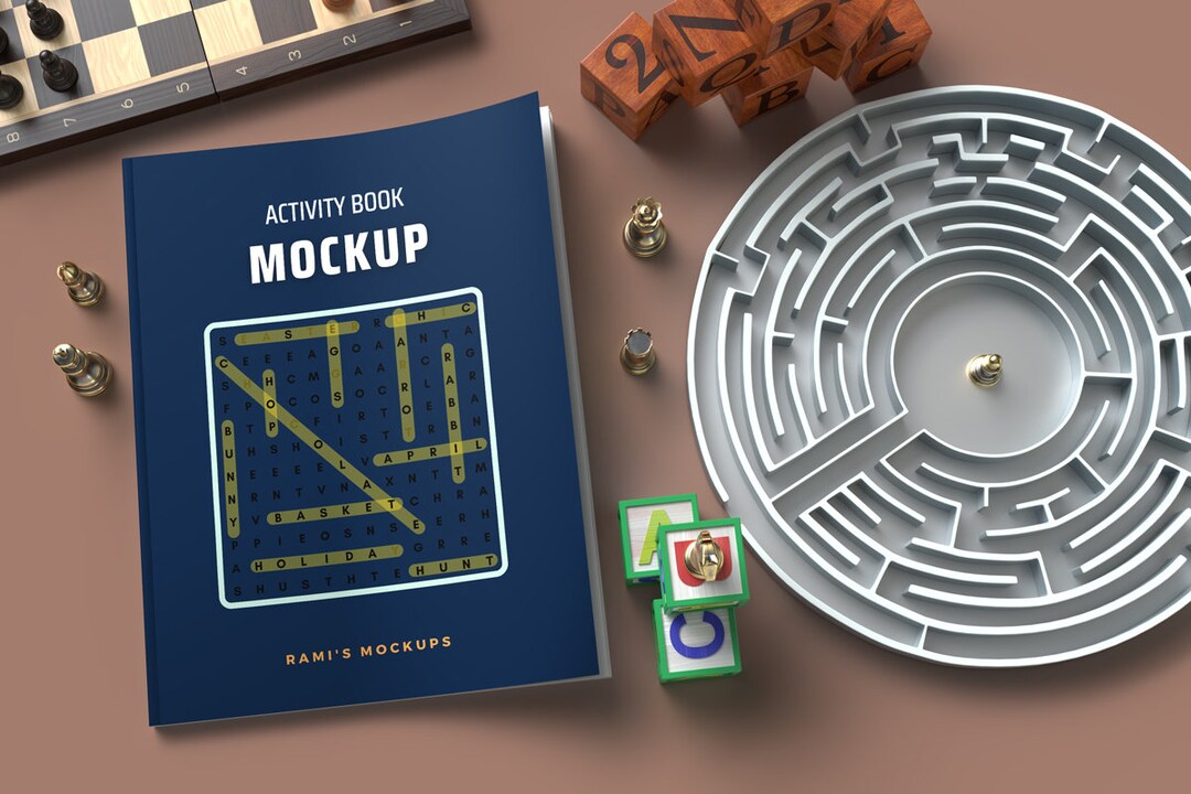 Activity Book Cover Mockup PSD and JPG, Activity Book Mockup, Activity ...