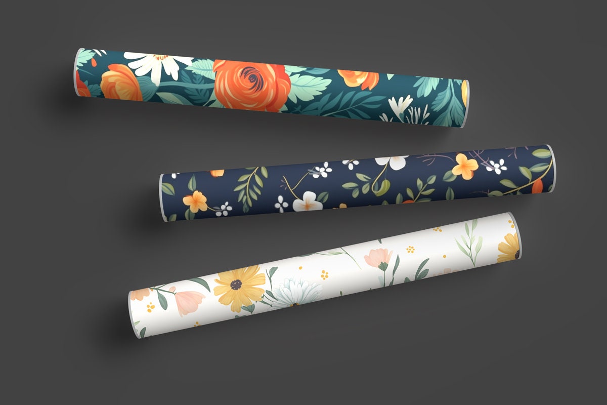 Triple Paper Roll Display Mockup, Editable Set of Paper Rolls Mockup ...