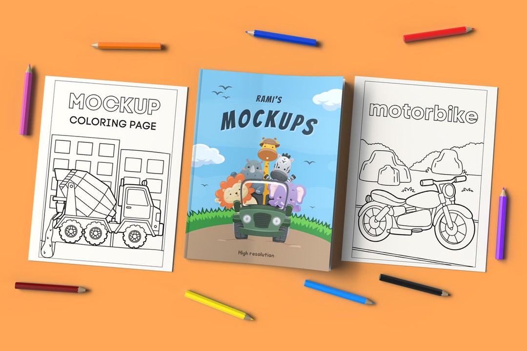 Coloring Book Cover and Pages Mockup Coloring Pages Mockup - Etsy