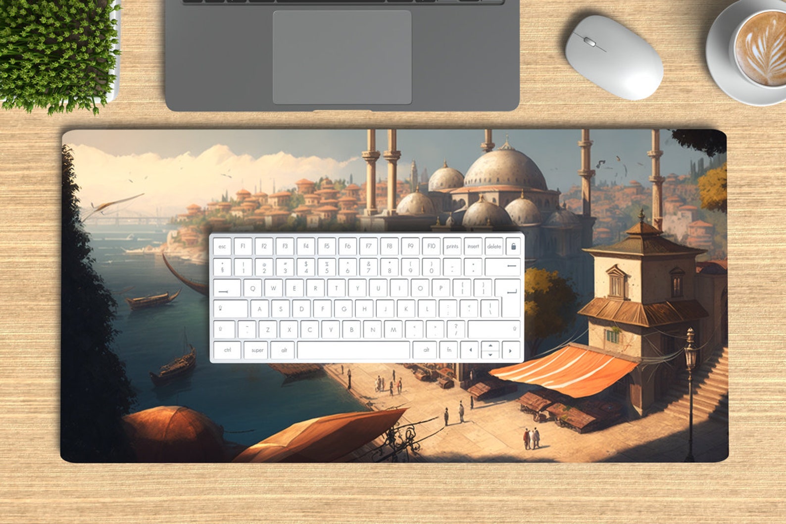 Keyboard Pad Mockup With Desk Elements, Desktop Pad Scene Arrangement ...