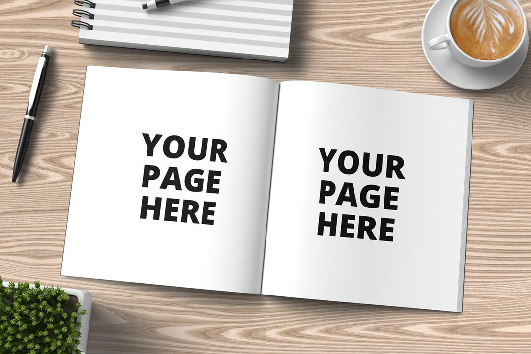 Square Book Pages Mockup Psp and Jpg, Book Mockup With Smart Object ...