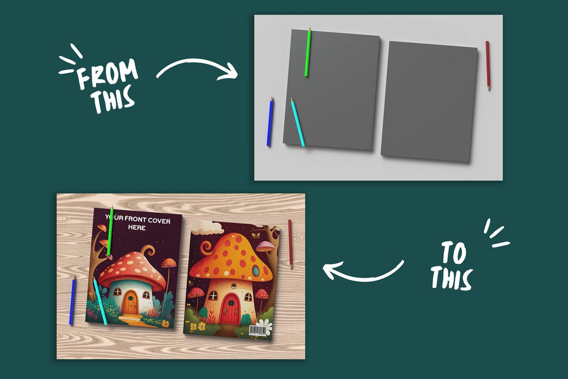 Front and Back Coloring Book Cover Mockup Psd and Jpg, Book Cover ...