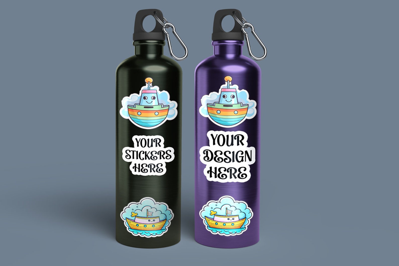 Realistic Water Bottle Label Sticker Mockup, Water Bottle Sticker ...