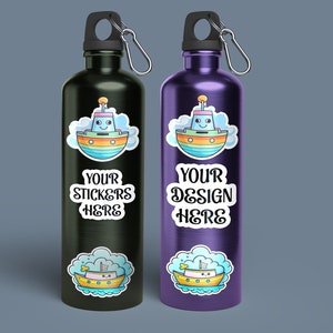 Realistic Water Bottle Label Sticker Mockup, Water Bottle Sticker ...