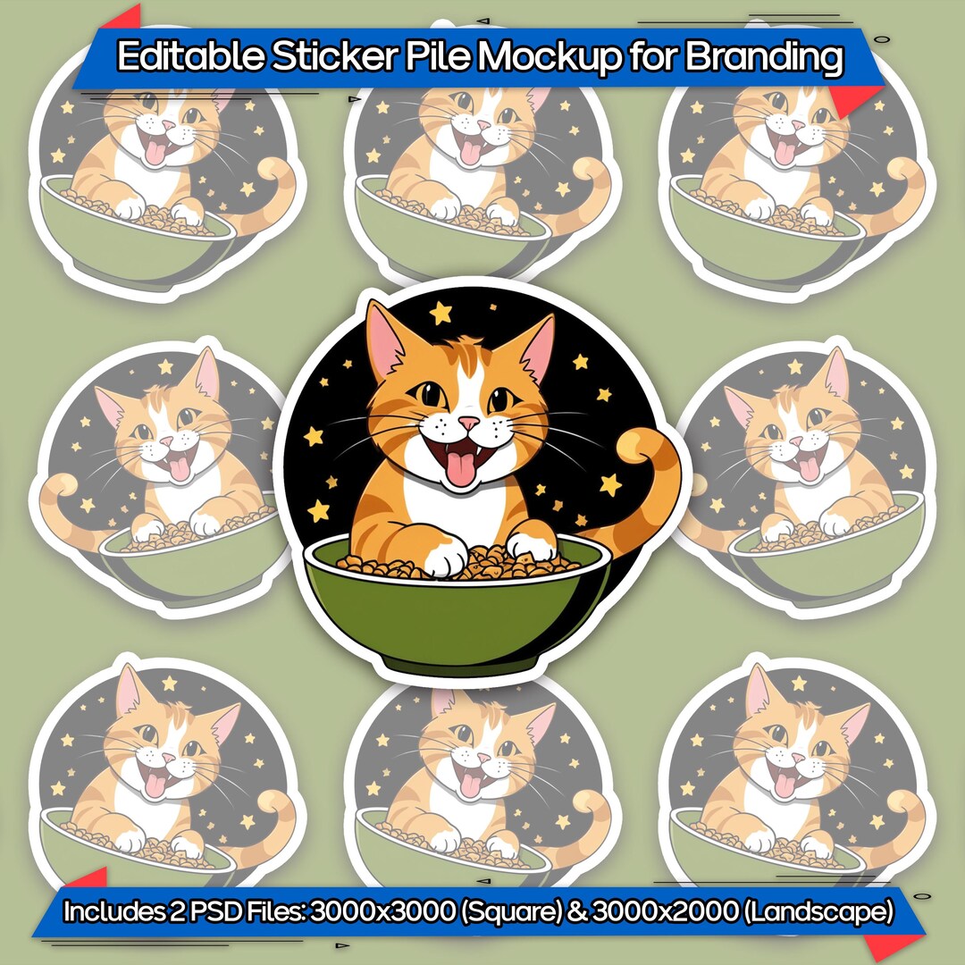 Editable Sticker Pile Mockup for Branding, Mockup Die Cut Sticker ...