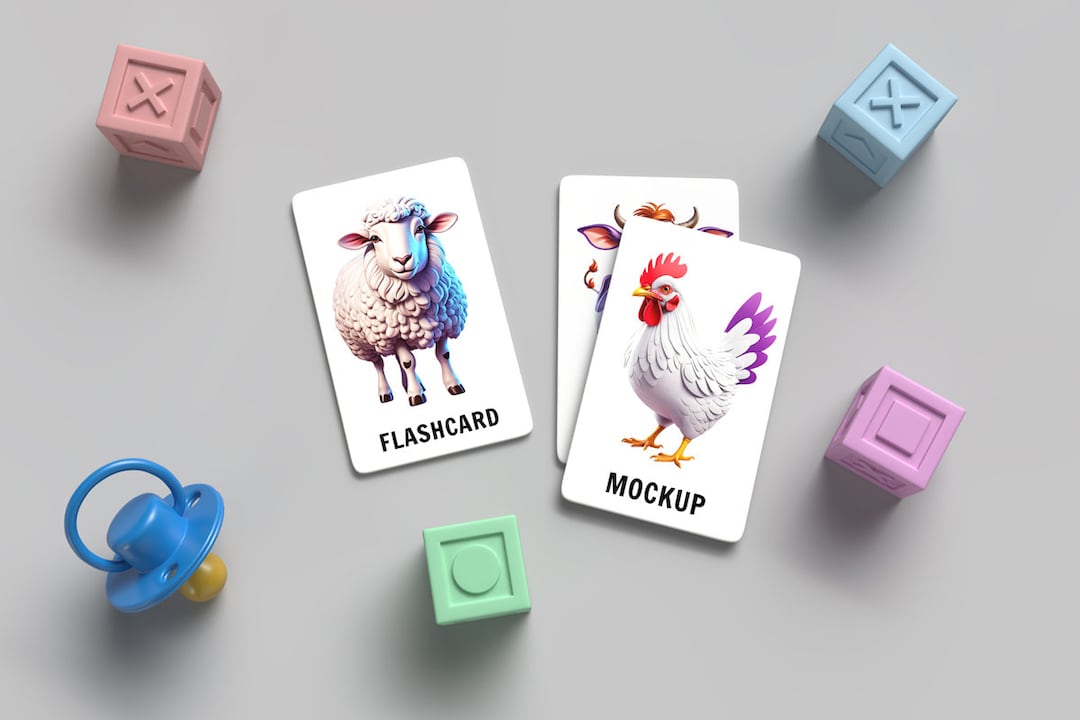 Kids Educational Flashcards Mockup, Flashcards Design Elements Mockup ...