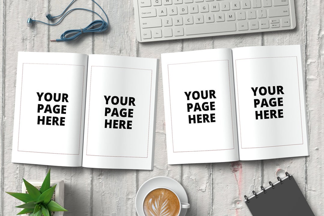 Realistic Dual Open Book Mockup, Two Book Presentation Mockup, Open ...