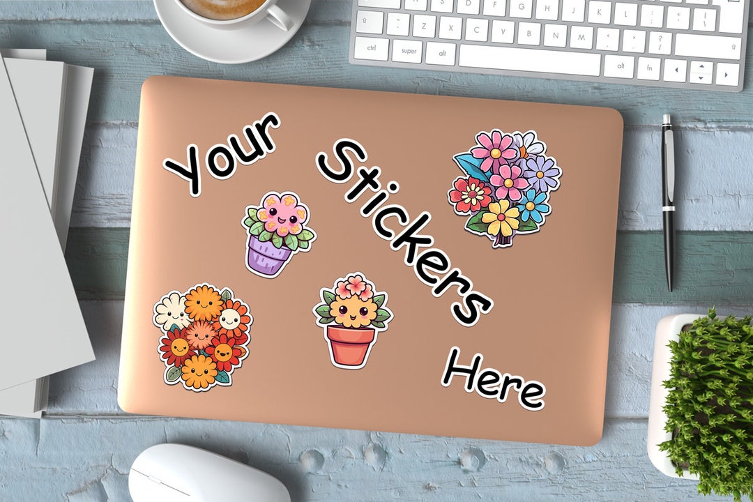 Laptop Stickers Set Mockup Psd and Jpg, Laptop Mockup for Your Stickers ...