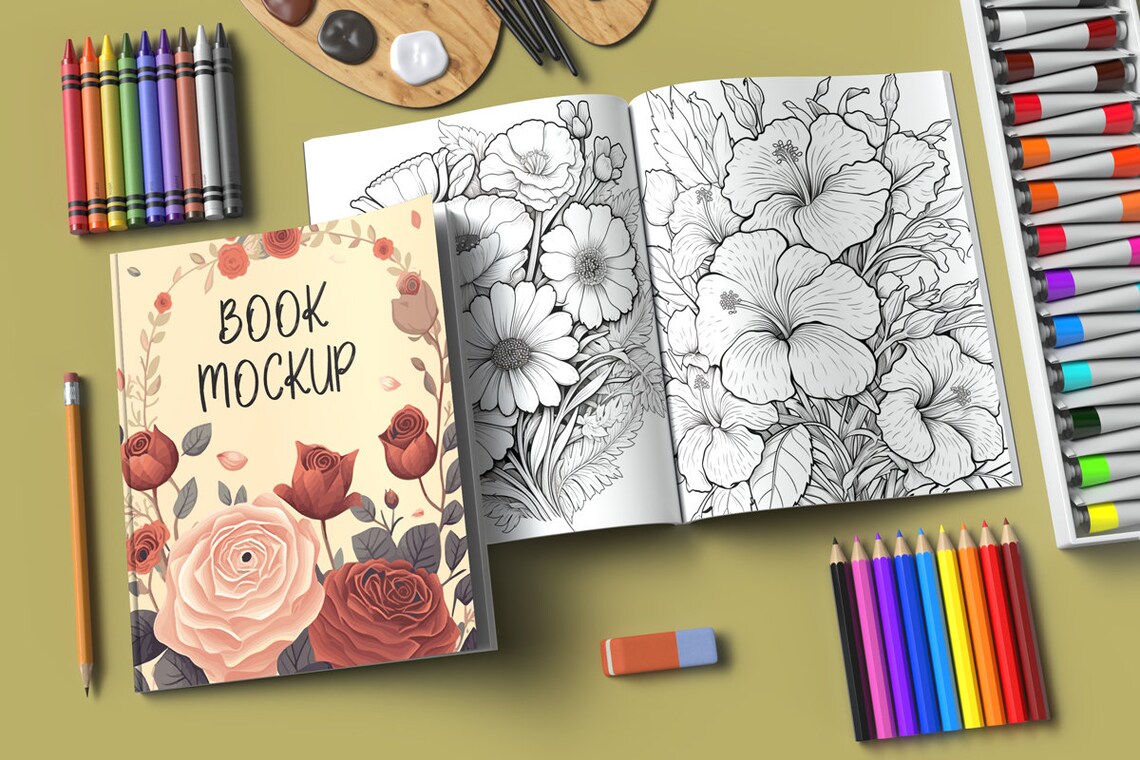 8 X 10 Coloring Book Cover and Pages Mockup, Educational Coloring Book ...