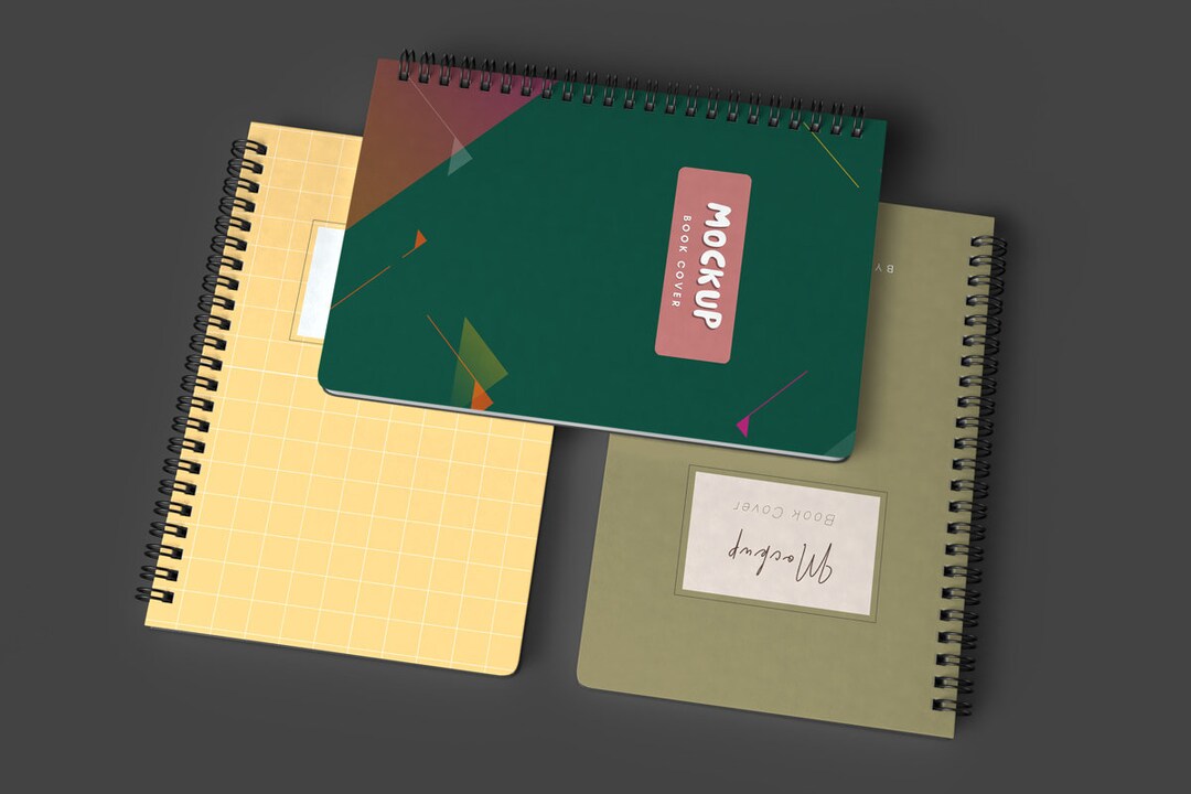 Stack of Spiral Books Cover Mockup PSD and JPG, Spiral Closed Books ...