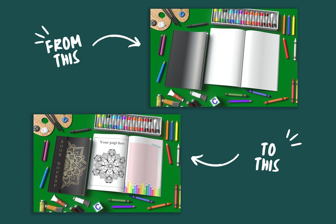 5 X 8 Open and Closed Coloring Book Mockup, Mockup of Coloring Book ...