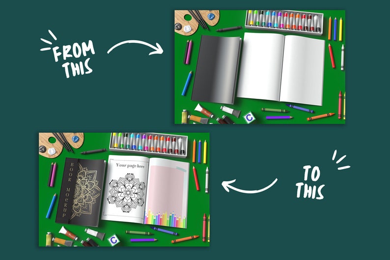 5 X 8 Open and Closed Coloring Book Mockup, Mockup of Coloring Book ...