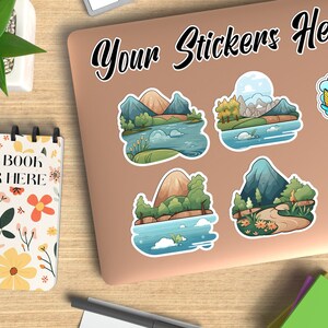 Blank Notebook and Laptop Sticker Mockup, Premium Sticker Mockup ...