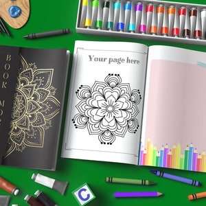 5 X 8 Open and Closed Coloring Book Mockup, Mockup of Coloring Book ...