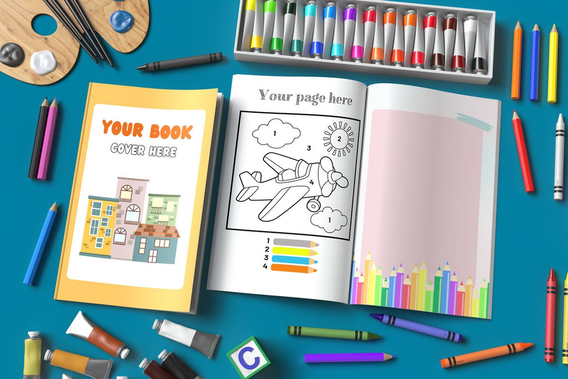 5 X 8 Open and Closed Coloring Book Mockup, Mockup of Coloring Book ...