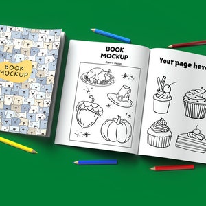 8 X 10 Inch Open and Closed Coloring Book Mockup, Coloring Page Mockup ...
