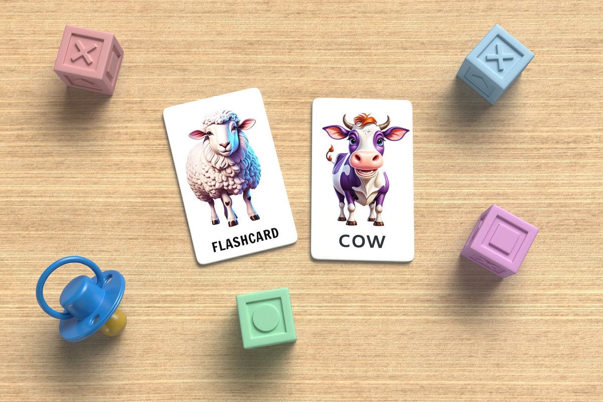 Kids Educational Flashcards Mockup, Flashcards Design Elements Mockup ...