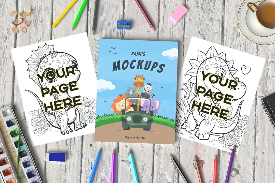 Coloring Pages and Book Cover Mockup Psd and Jpg, 8.5 X 11 Book ...