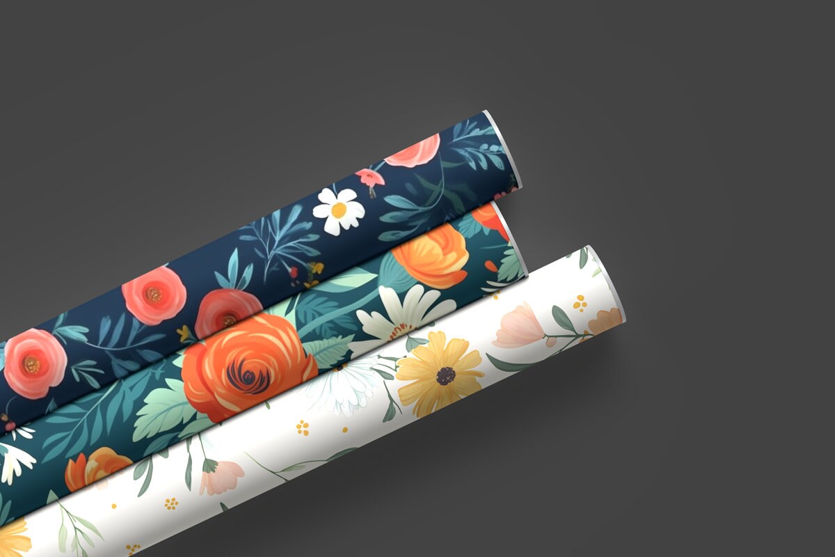 Set of 3 Paper Roll Showcase Mockup Close up on Wrapping Gift - Etsy
