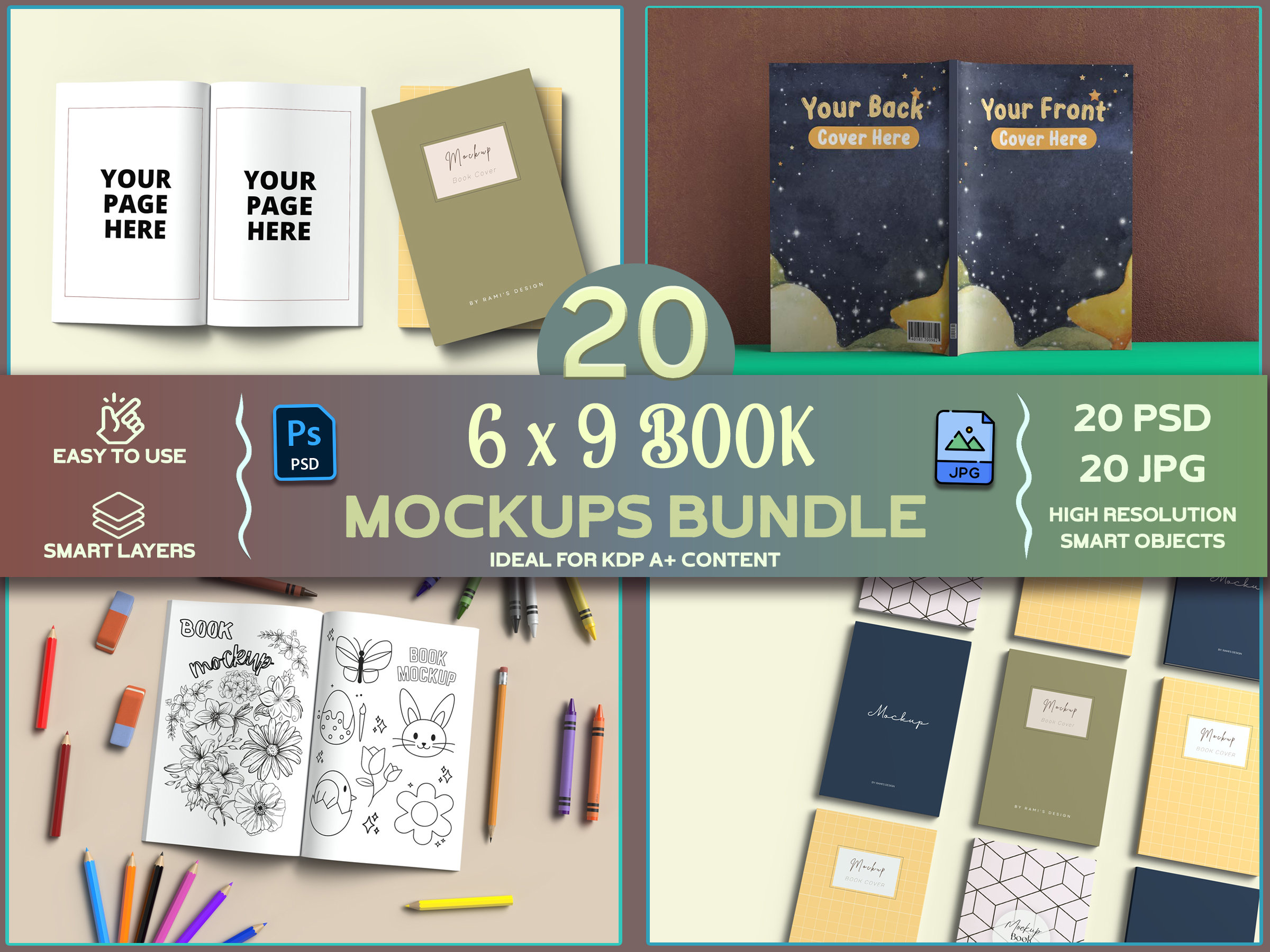 6 X 9 Book Mockup Bundle, 6×9 Kdp A+ Content Mockups Bundle, Open and ...