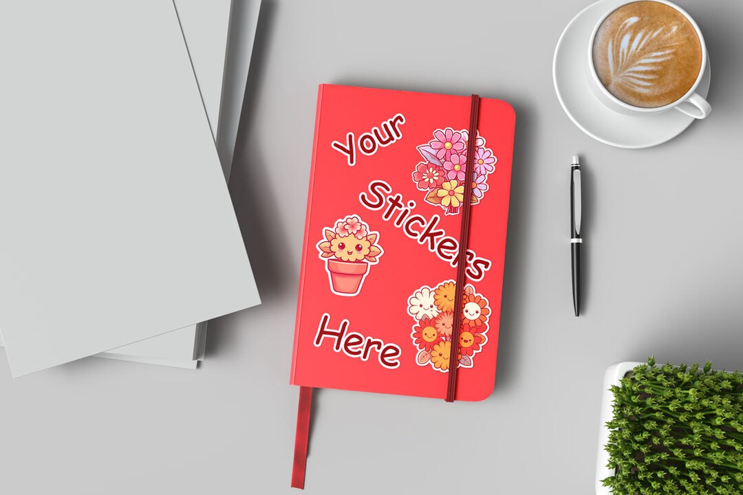 Editable Notebook Sticker Mockup, Notebook Cover Mockup, Customizable ...