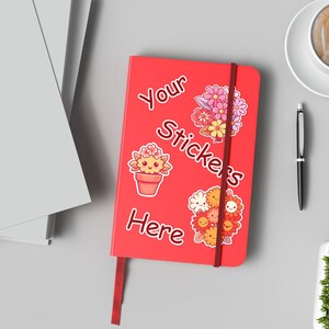 Editable Notebook Sticker Mockup, Notebook Cover Mockup, Customizable ...