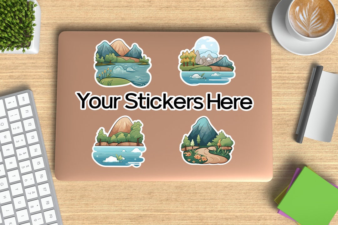 Laptop Stickers Showcase Mockup, Laptop Stickers Arrangement Mockup ...