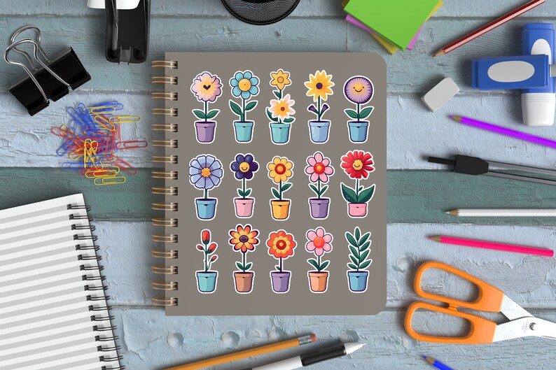 Stickers Mockup Display of Spiral Book, Sticker Presentation Mockup ...