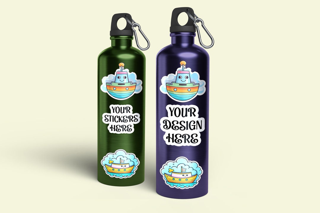 Realistic Water Bottle Label Sticker Mockup, Water Bottle Sticker ...