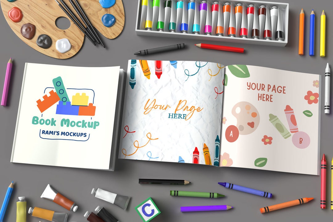 Square Open and Closed Coloring Book Mockup, Open and Closed Coloring ...