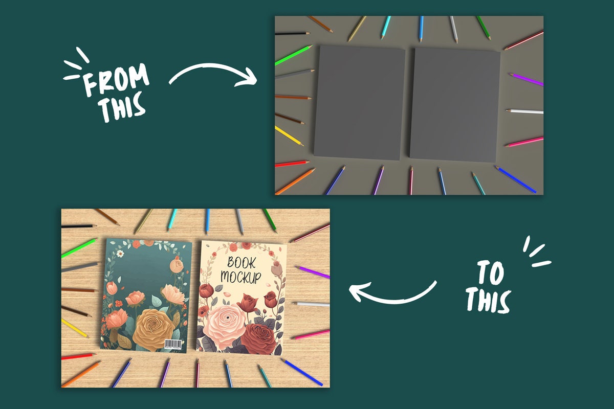 Front and Back Coloring Book Cover Mockup Realistic Book - Etsy