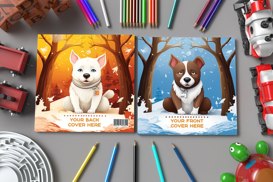 Square Coloring Book Mockup for Kids, Colorful Kid Coloring Book Mockup ...