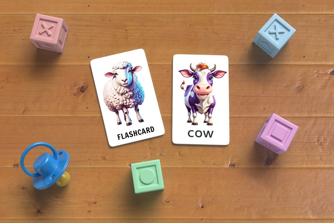 Kids Educational Flashcards Mockup, Flashcards Design Elements Mockup ...