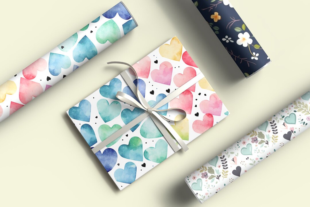 Paper Roll and Gift Wrap Mockup, Seamless Pattern Listing Mockup ...
