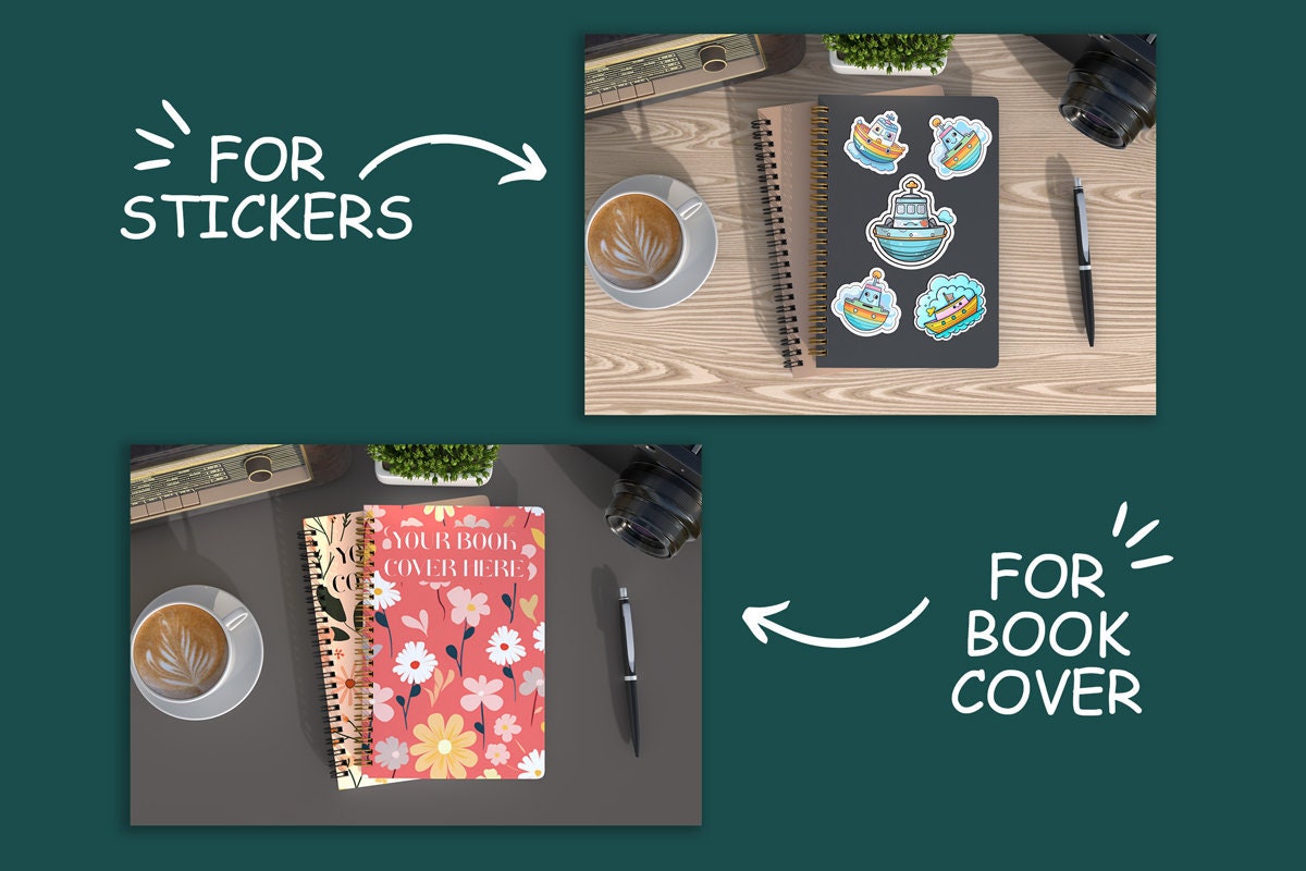 Spiral Notebook Stickers Mockup Realistic Stickers Mockup for - Etsy