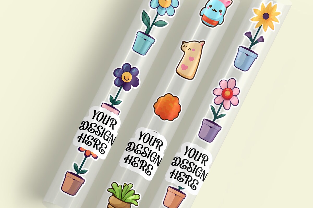 Transparent DTF Transfer Roll Mockup, Editable Transfer Film Mockup for ...